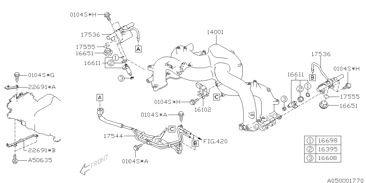 16611AA730 Genuine Subaru INJECTOR Sub Assembly U5