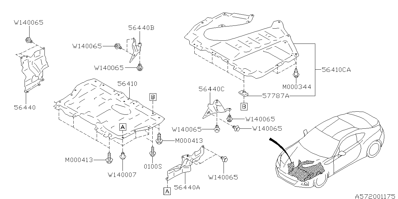 56440CA040 Genuine Subaru Under Cover Front Side LH
