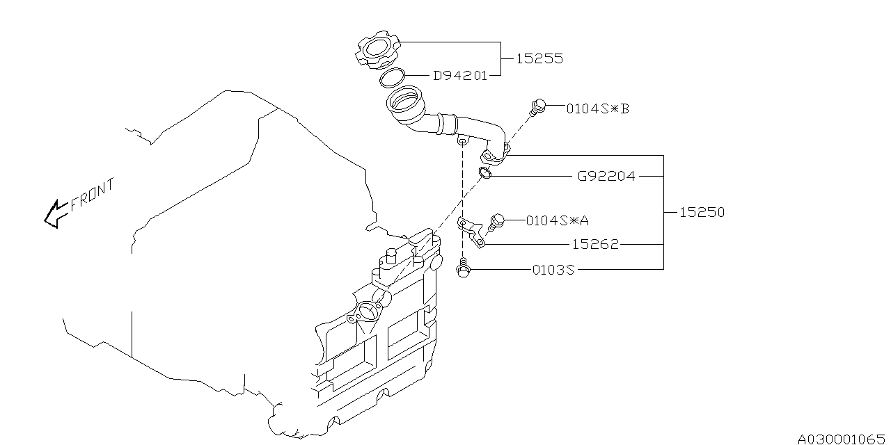 15250AA02A Genuine Subaru Oil Filler Duct Assembly