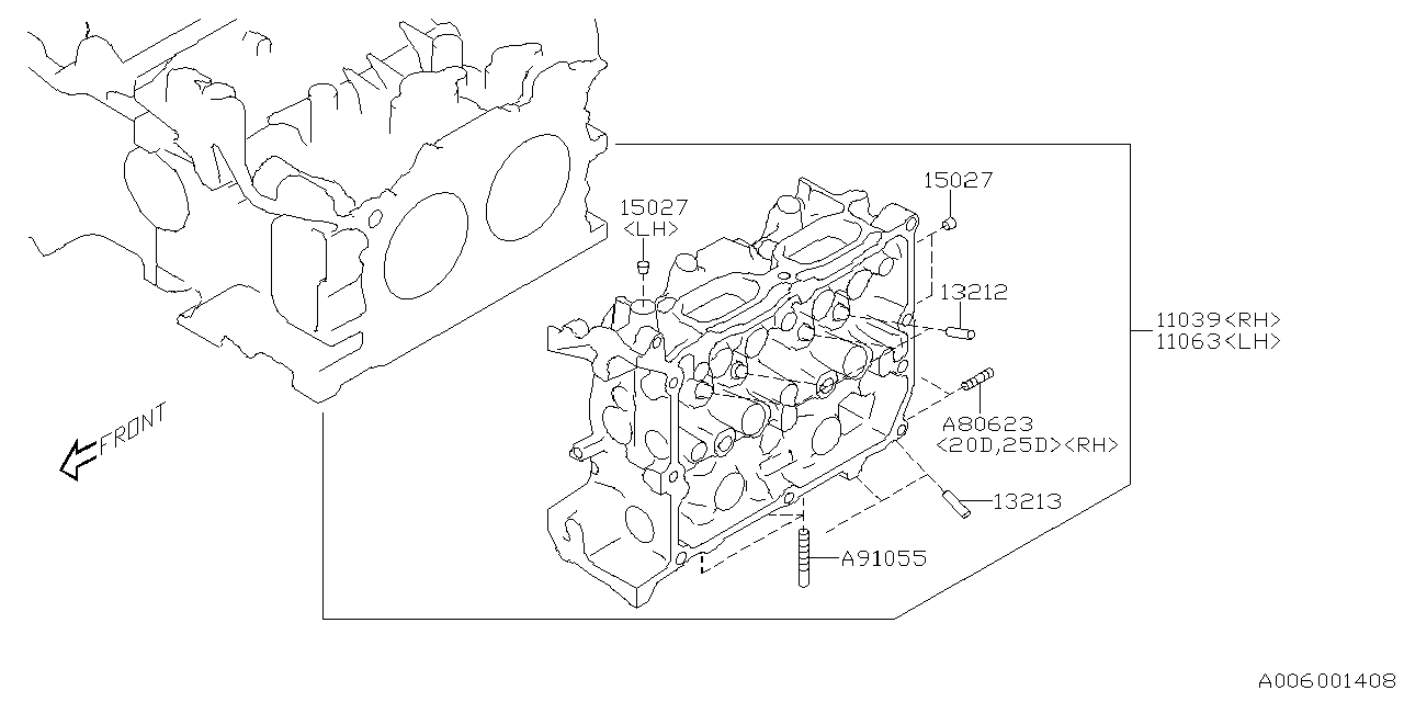 11039AC610 Genuine Subaru Cylinder Head Assembly Right