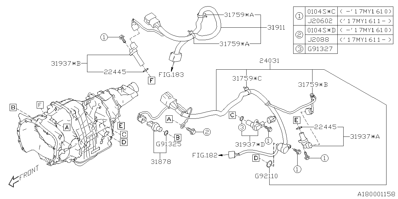 24031AA671 Genuine Subaru Harness Transmission