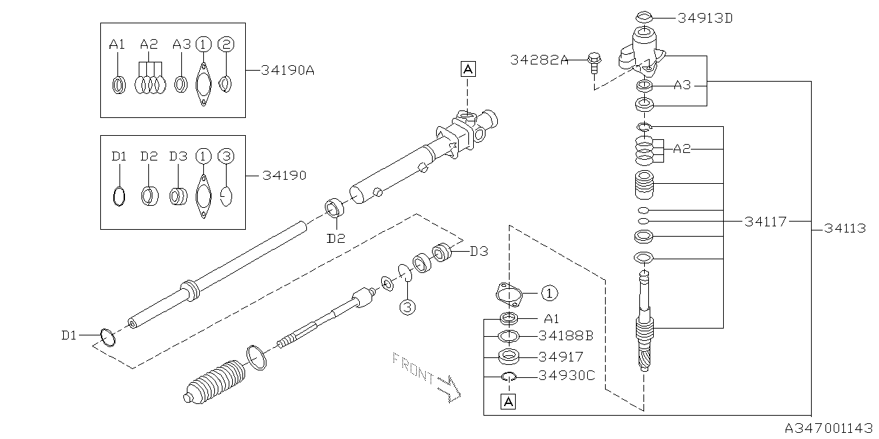 34113SA000 Genuine Subaru Valve Assembly Steer Gear Box