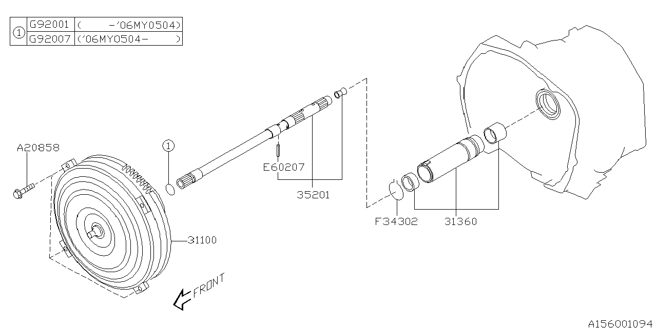 31360AA061 Genuine Subaru Shaft Complete Oil Pump Trans