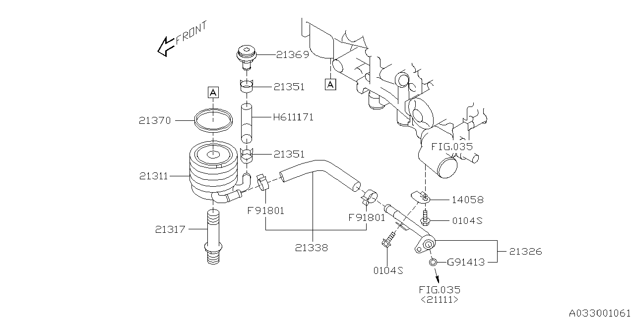 21326AA190 Genuine Subaru Pipe Assembly Oil Clr