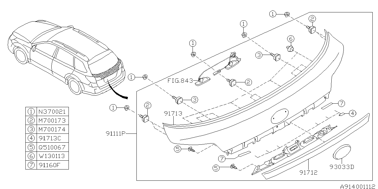 91111AJ16ANN - Genuine Subaru GARNISH MOLDING