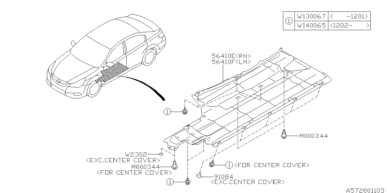 56411AJ05A Genuine Subaru Under Cover Center Left