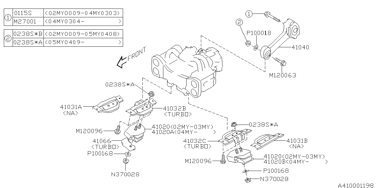 41022FE030 Genuine Subaru Cushion Rubber Engine RH