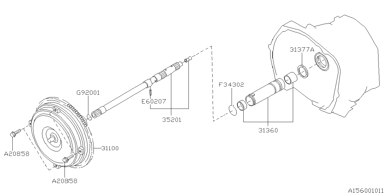 31360AA040 Genuine Subaru Shaft Assembly Oil Pump