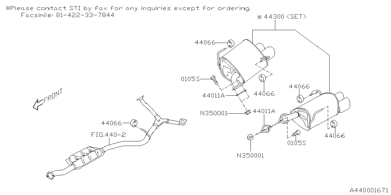 ST44300VV070 Genuine Subaru MUFFLER Assembly