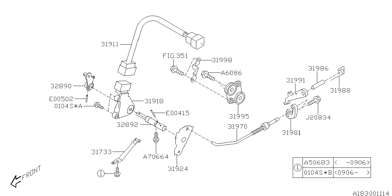 32892AA190 Genuine Subaru Shaft SHIFTER Arm