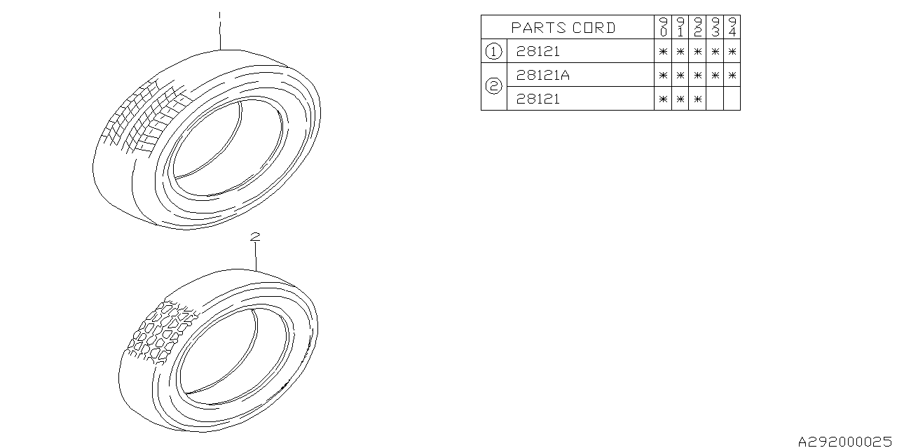 28121AA400 Genuine Subaru TIREP185/70R14 MXT 4