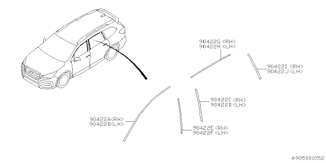 90422XC03A Genuine Subaru Tape Door SASH In FRLH