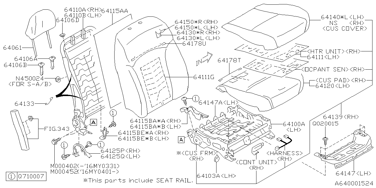 64150FJ411VH - Genuine Subaru SEAT COVER ASSY B RFLH