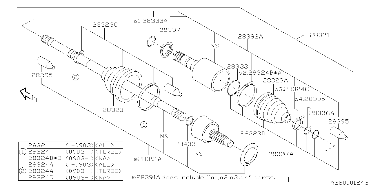 28321SC030 - Genuine Subaru DRIVE SHAFT ASSY F82
