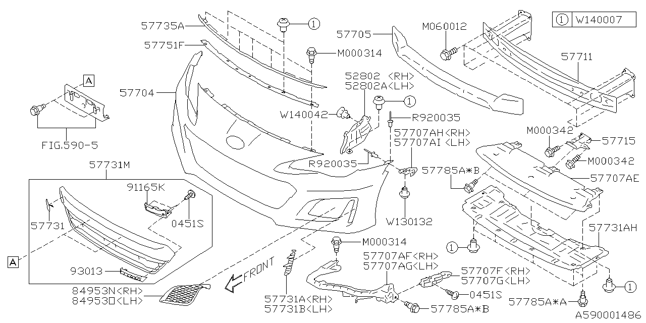 57702CA280 - Genuine Subaru BUMPER FACE FRONT