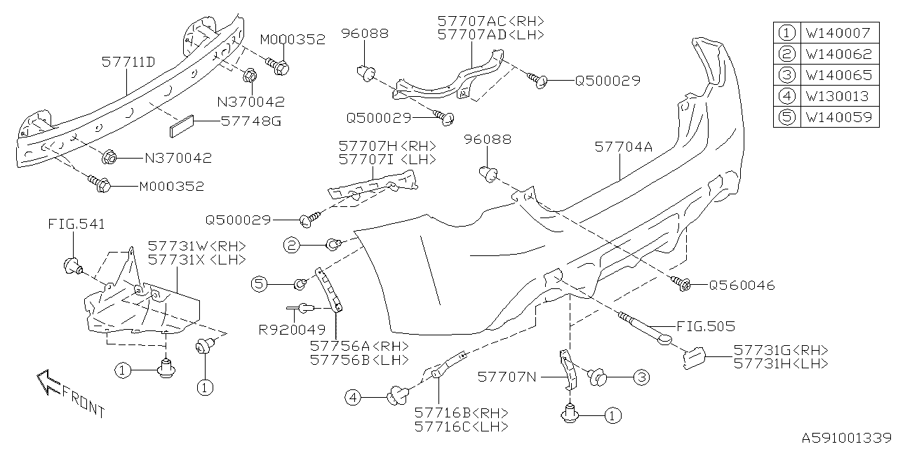 57707FJ201 - Genuine Subaru BRACKET LOWER REAR