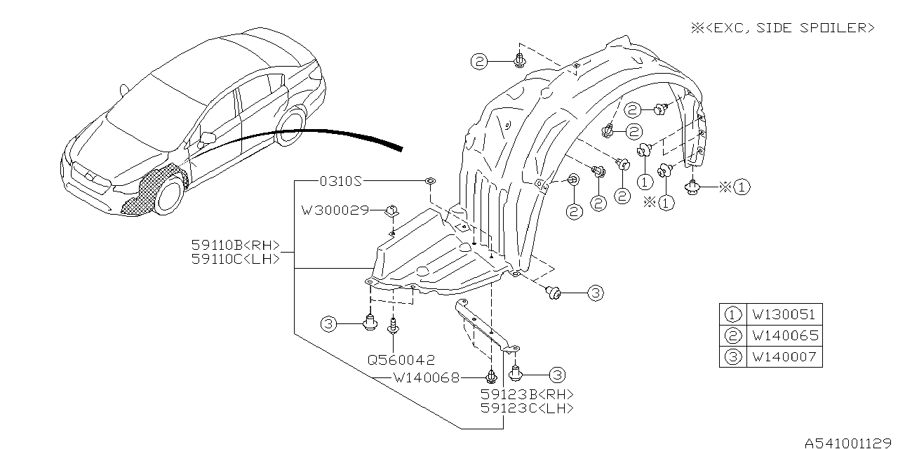 59110FJ010 - Genuine Subaru MUD GUARD ASSY FRONT LH