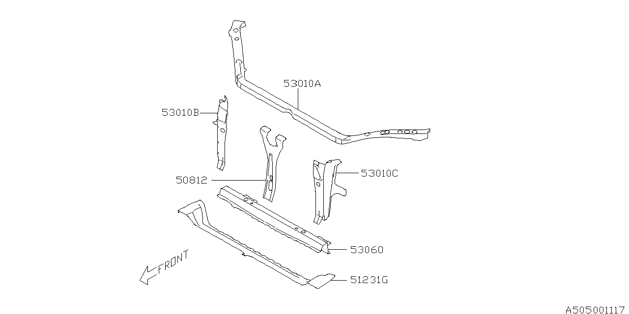 53060AG00A9P - Genuine Subaru FRAME UPPER COMPLETE