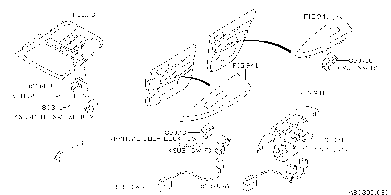 83071AJ21A - Genuine Subaru SWITCH POWER WINDOW MAIN