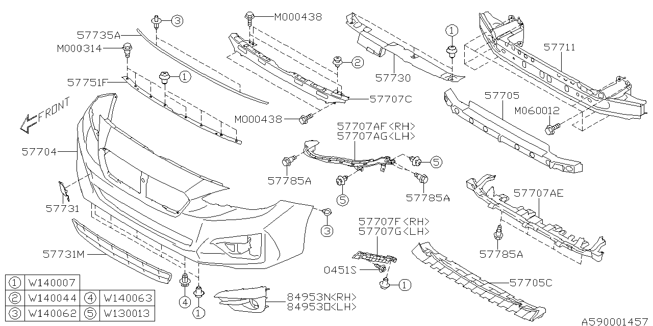 57707FL21A - Genuine Subaru BRACKET CORNER FRONT LEFT