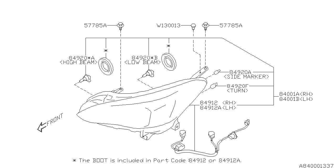 84001FL01A - Genuine Subaru LAMP ASSEMBLY HEAD LH