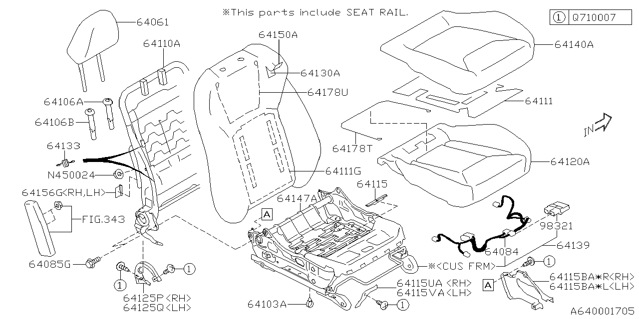 64139FL00A - Genuine Subaru CUSHION ASSY OCPANT FRONT RH