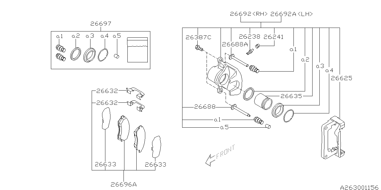26692FC010 - Genuine Subaru DISC BRAKE KIT REAR LH