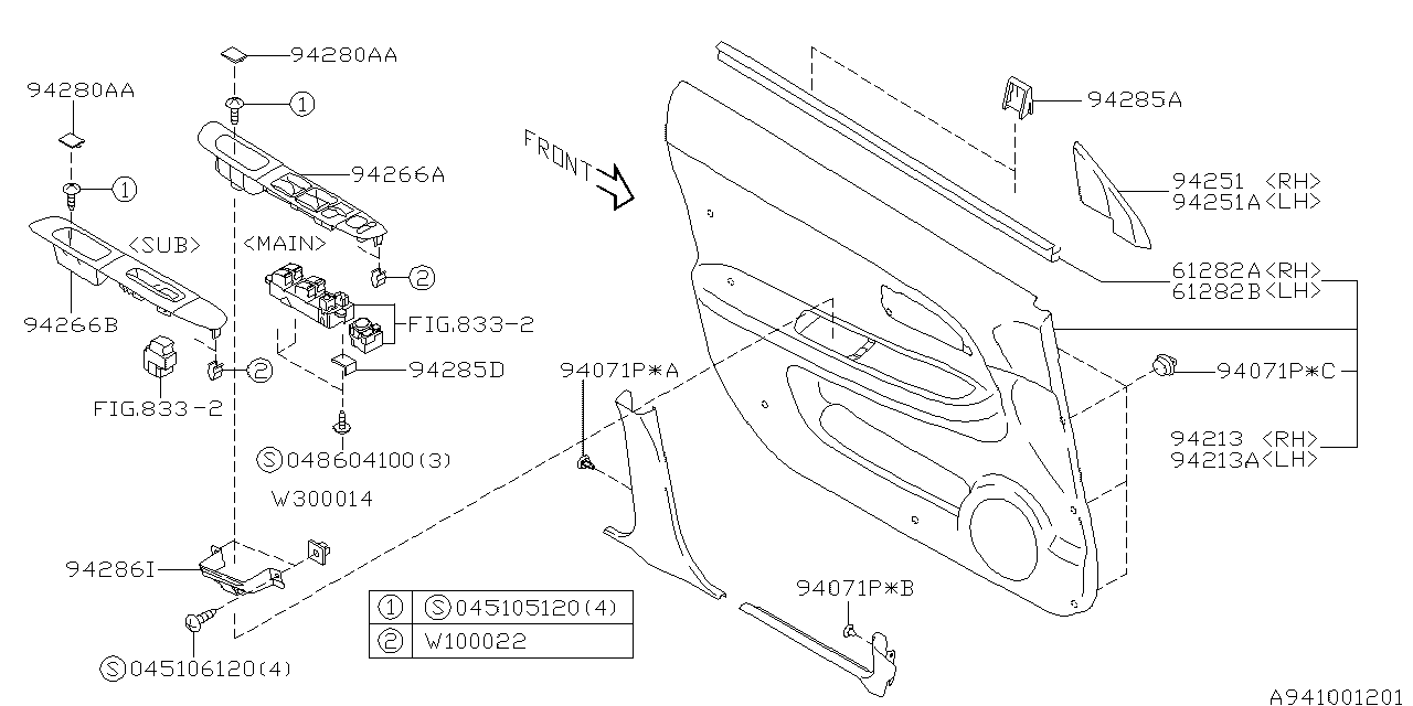 94232FE910OE - Genuine Subaru TRIM PANEL FRONT DOOR LH CO