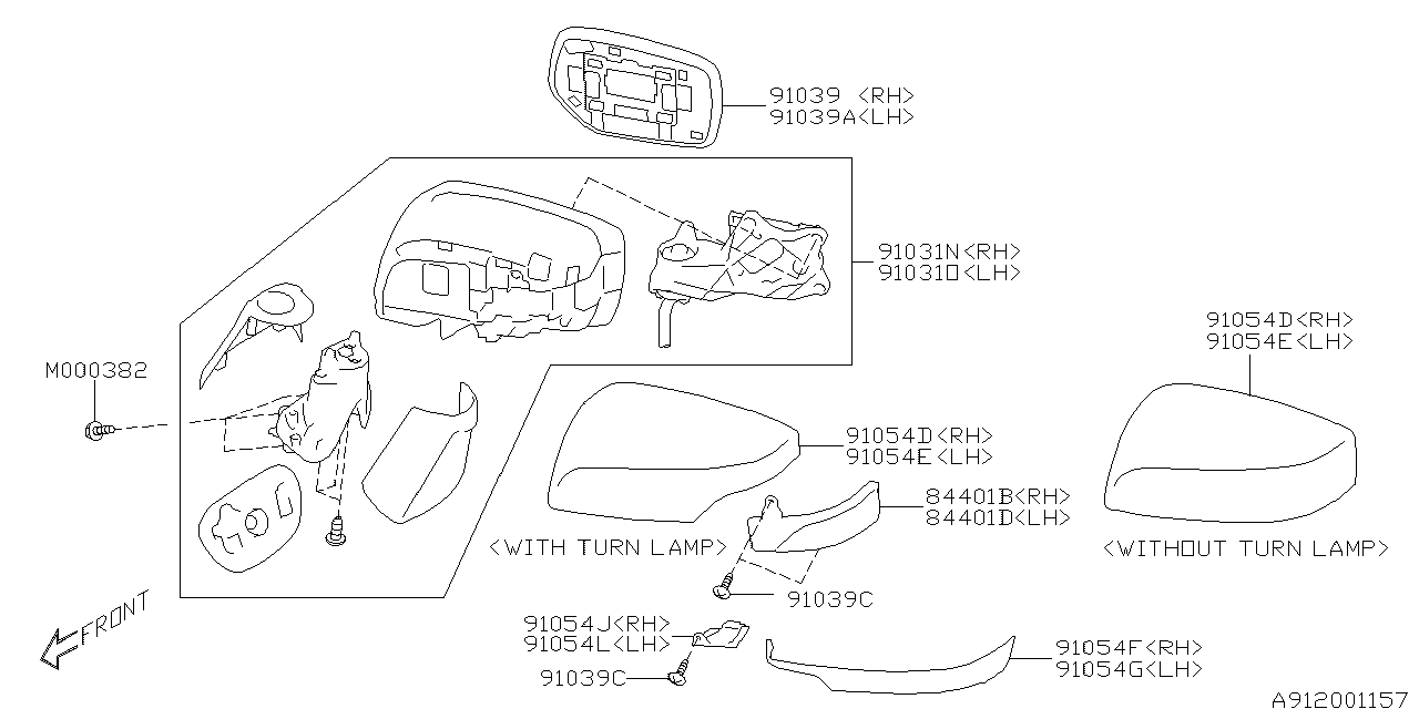 91036VA042 - Genuine Subaru DOOR MIRROR UNIT RH