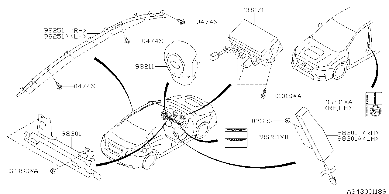 98251VA040 - Genuine Subaru AIR BAG MODULE ASSY C SRH
