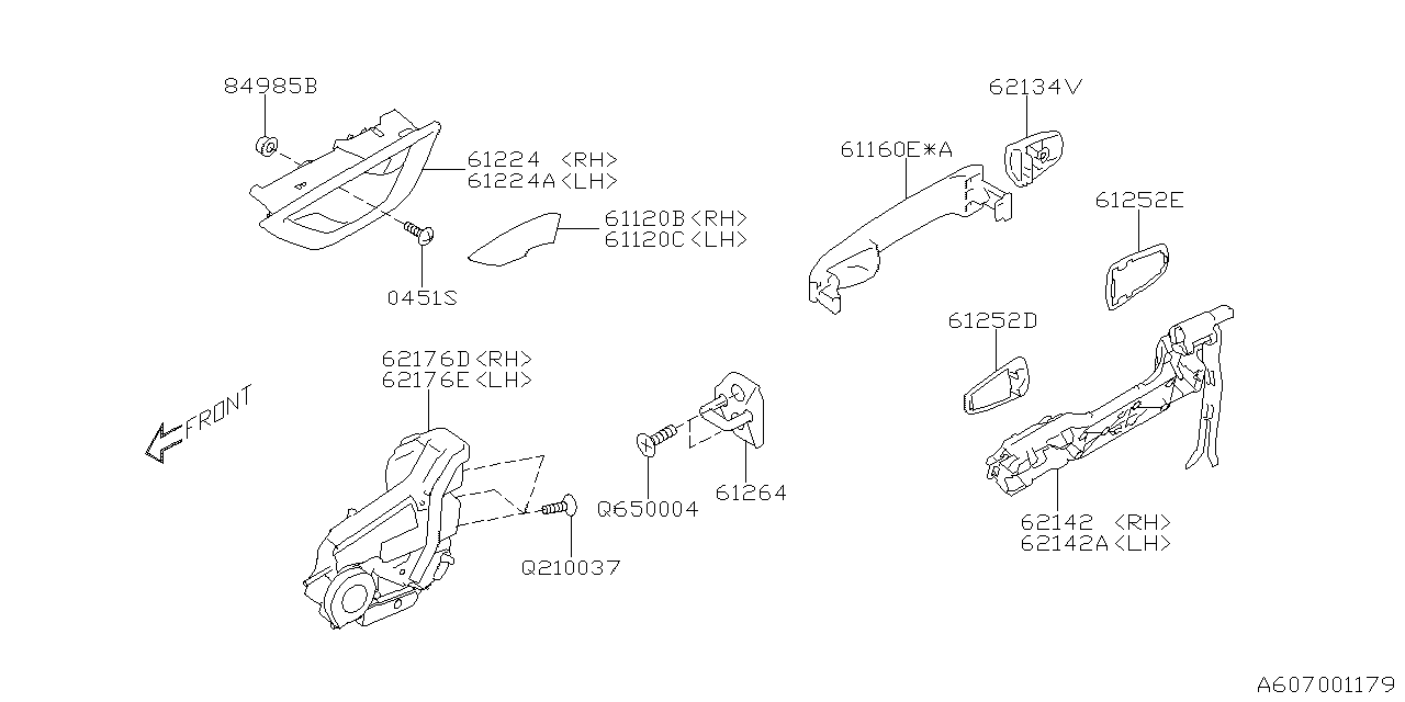 62142SJ000 - Genuine Subaru FRAME AY HDL OUT RH